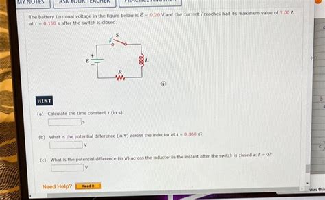 Solved The Battery Terminal Voltage In The Figure Below Is