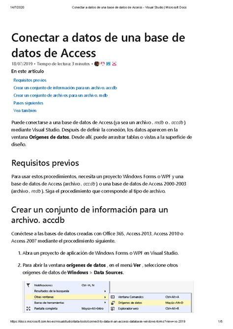 Conectar A Datos De Una Base De Datos De Access Visual Studio Conectar A Datos De Una Base