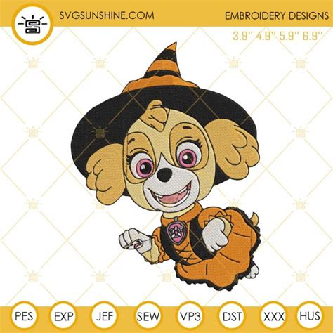 Skye PAW Patrol Witch Halloween Embroidery Design Files