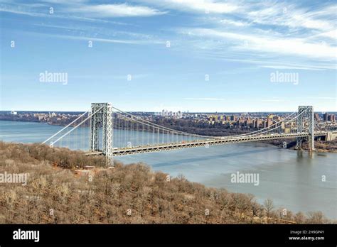 Famous Bridge Of George Washington Over The Hudson River In New York