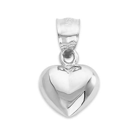 Solid 14k White Gold Heart Pendant Romantic T Etsy
