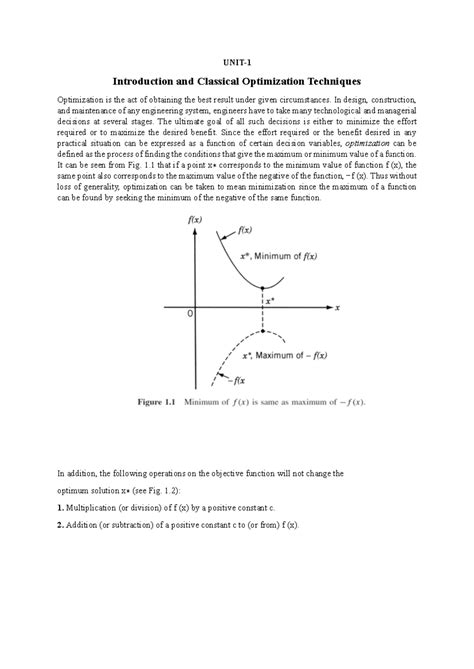 Unit 1 Notes On Classical Optimization Techniques In Engineering Studocu