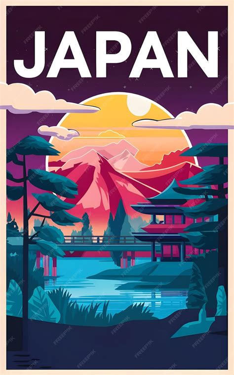 Vintage Japan Travel Poster Premium Ai Generated Image