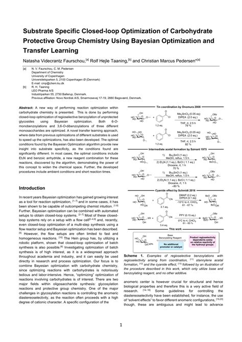 pdf substrate specific closed loop optimization of carbohydrate protective group chemistry