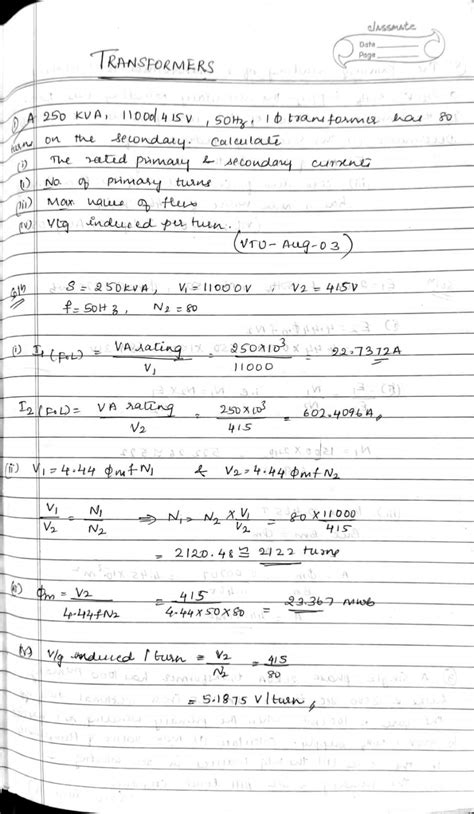 SOLUTION Transformers Numericals Studypool