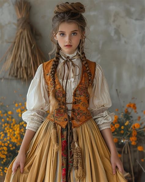 An Italian Young Girl In A Neutral Grey Wallpaper Premium Ai