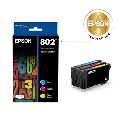 Epson 802 Standard Capacity Ink Cartridges Cyanmagentayellow T802520