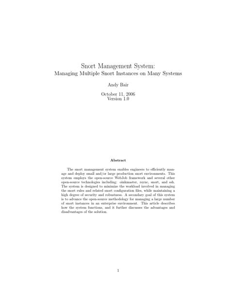 Snort Management System Pdf Automation Error