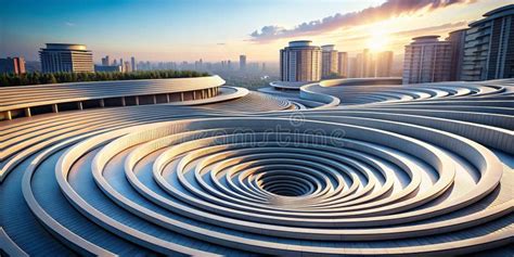Abstract Futuristic Architecture Circular Concentric Background Wave Outdoor Structures