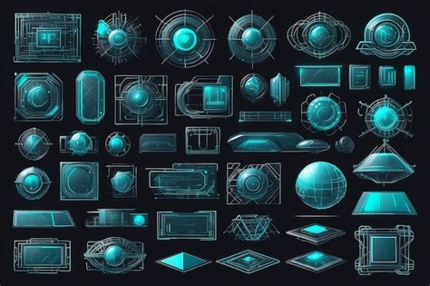 Premium Photo Big Collection Of Retro Futuristic Elements For Design Abstract Set Of Frames 3d
