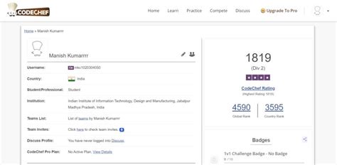 Manish Kumar On Linkedin Codechef Coding Achievementunlocked