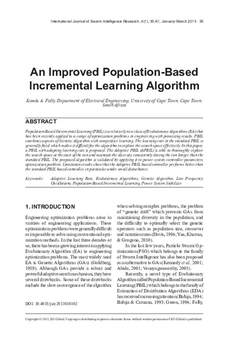 Pdf An Improved Population Based Incremental Learning Algorithm