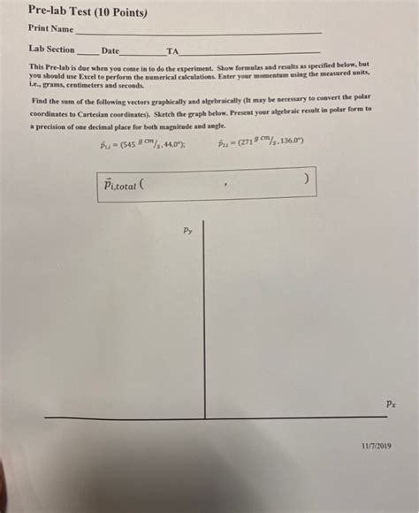 Solved Pre Lab Test Points Print Name Lab Section Date Chegg Com