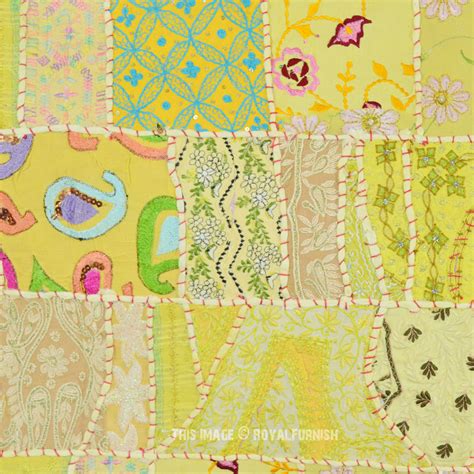 Hand Sewn Recycled Fabric Patchwork Wall Tapestry