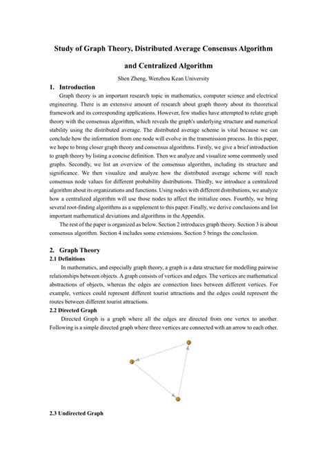 Pdf Study Of Graph Theory Distributed Average Consensus Algorithm