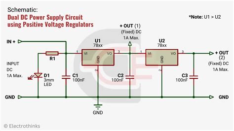 Dual Dc Power Supply Using Voltage Regulators Electrothinks