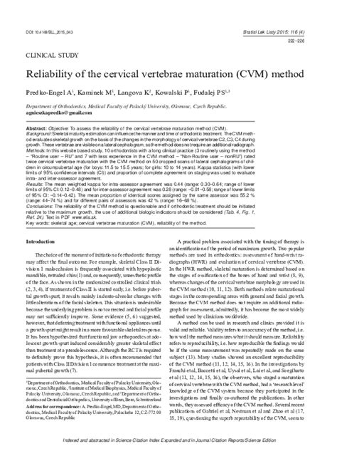 Pdf Reliability Of The Cervical Vertebrae Maturation Cvm Method