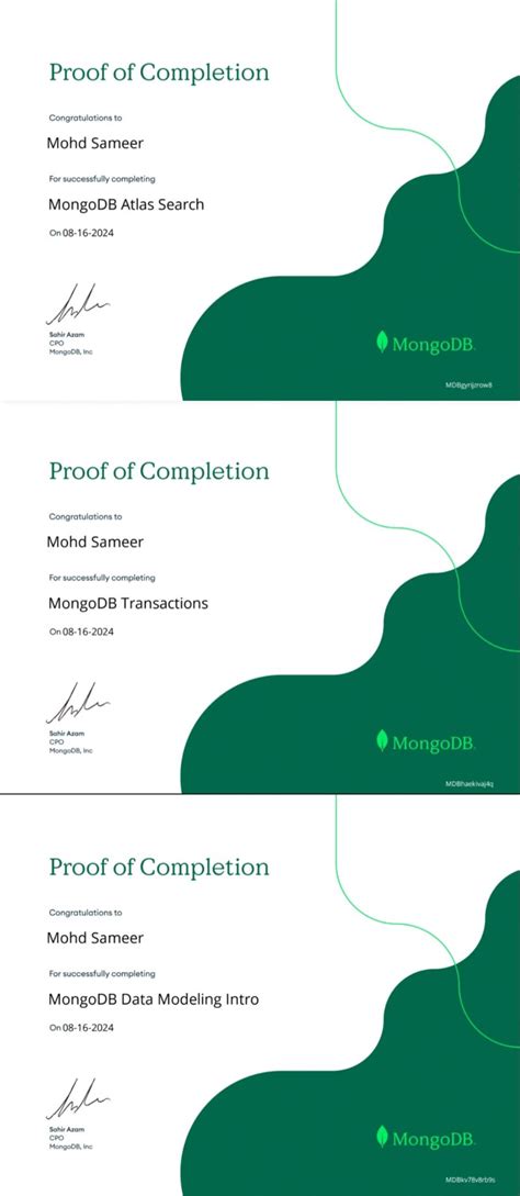 Mohd Sameer On Linkedin Mongodb Nosql Dbms Certification Ace
