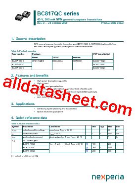 9N Marking, BC817-25QC Datasheet(PDF) - Nexperia B.V. All rights reserved