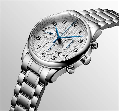 Longines Master Collection Chronograph 오토매틱 스테인리스 스틸 실버 발리콘 다이얼과 브레이슬릿 Longines Kr