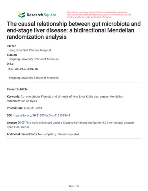 Pdf The Causal Relationship Between Gut Microbiota And End Stage Liver Disease A