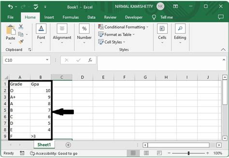 Excel 如何把字母成绩转换为数字 极客教程
