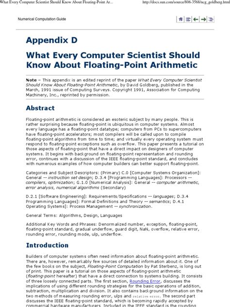 PDF What Every Computer Scientist Should Know About Floating Poin