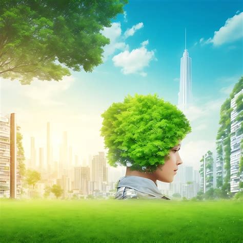 Premium Ai Image Sustainable Environment Concept The Image Depicts Human Thinking Towards
