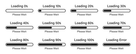 Loading Please Wait Symbol Icon Set In Black Vector Image