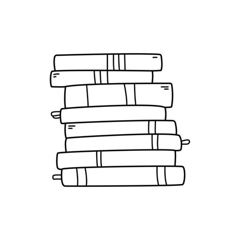 Hand Drawn Stack Of Books Doodle Style Vector Illustration Isolated On White Background Black