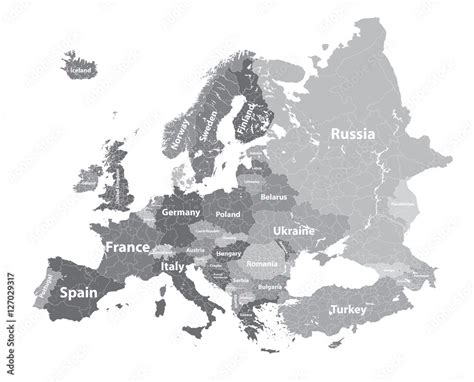 Map Of Europe Countries Black And White