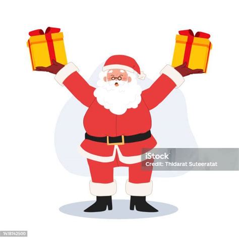 해피 산타 클로스가 선물 상자를 들고 있습니다 벡터 일러스트레이션 산타 클로스에 대한 스톡 벡터 아트 및 기타 이미지 산타 클로스 벡터 주기 Istock