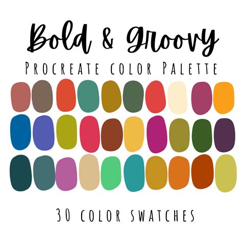 Bold And Groovy Procreate Colors Palette L Earthy Color Palette For