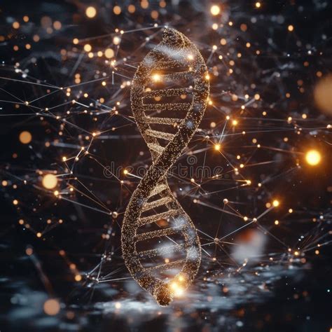 Glowing Dna Double Helix Illuminated By Molecular Connections In A Dark Scientific Environment