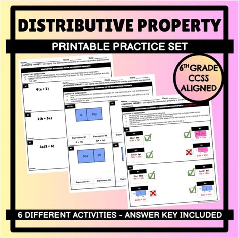 Equivalent Expressions According To The Distributive Property Worksheet