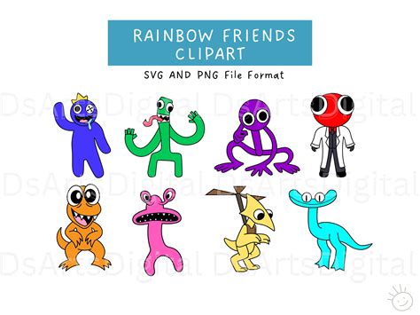Rainbow Friends Svg And Png File Rainbow Friends Bundle All 8 Etsy