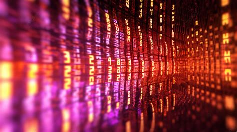 흐린 배경 3d 렌더링 된 그림으로 미래의 네온 이진 코드 암호화 컴퓨터 보안 암호 배경 일러스트 및 사진 무료 다운로드