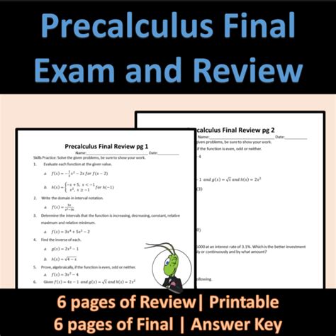Precalculus Final Exam And Review Functions Exp Logs Trig
