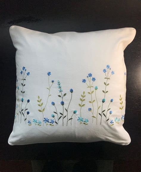 Embroidered Cotton Pillow Cover White Cushion Pillowcase With Etsy