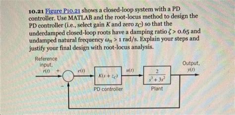 solved 10 21 figure p10 21 shows a closed loop system with a