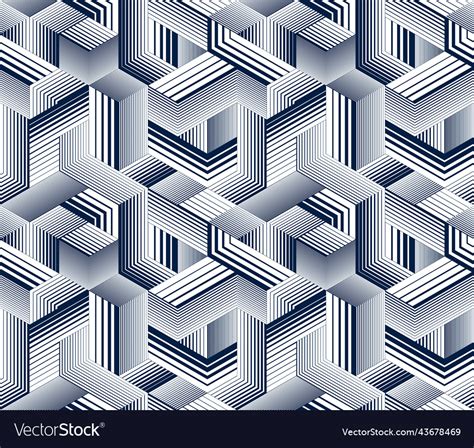 Seamless Isometric Lines Geometric Pattern 3d Vector Image