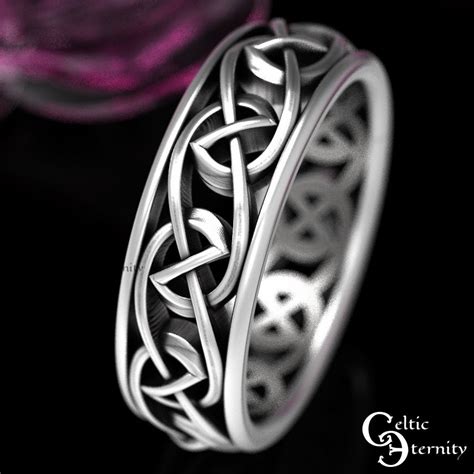 Sterling Celtic Wedding Ring Men Wedding Band Celtic Knot Etsy