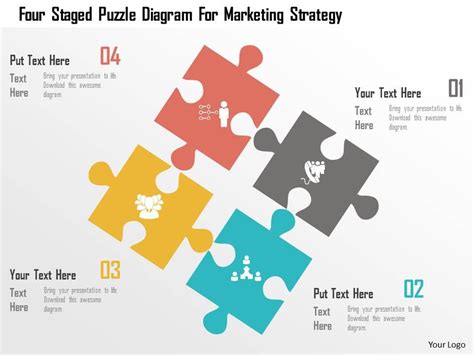 Four Staged Puzzle Diagram For Marketing Strategy Flat Powerpoint Design PowerPoint Slide