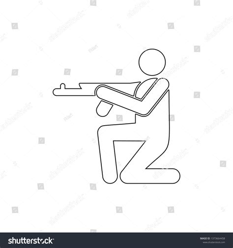 Soldier Gun Shooting Outline Icon Can Stock Vector Royalty Free