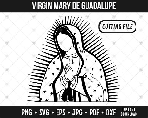 Virgin Mary De Guadalupe Outline Laser Cut File Digital Download Etsy