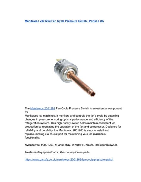 Ppt Manitowoc 2001263 Fan Cycle Pressure Switch Partsfe Uk