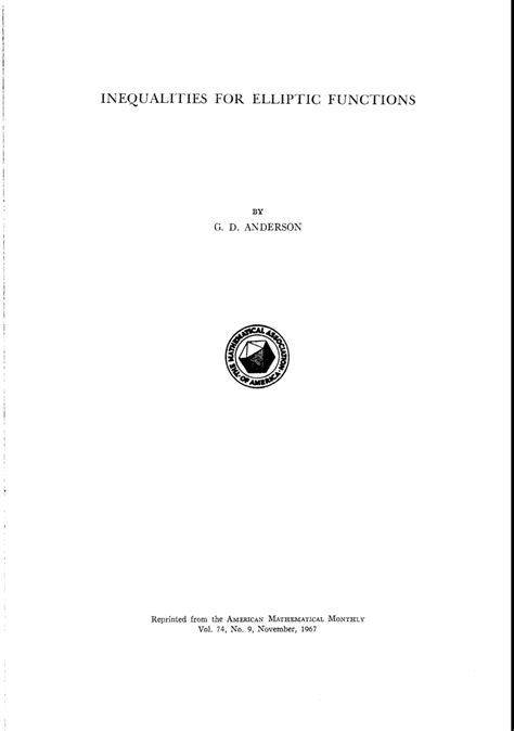 Pdf Inequalities For Elliptic Functions