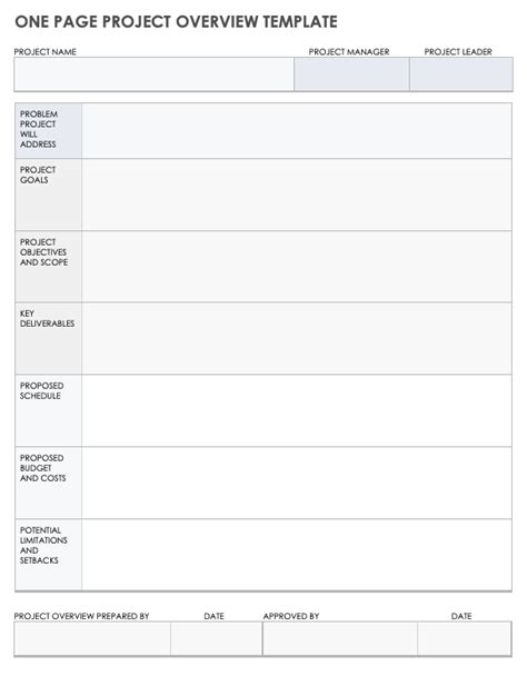 Free Project Overview Templates Smartsheet