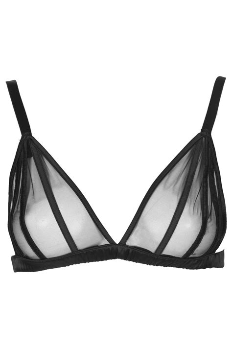 Lyst Topshop Caged Mesh Triangle Bra In Black