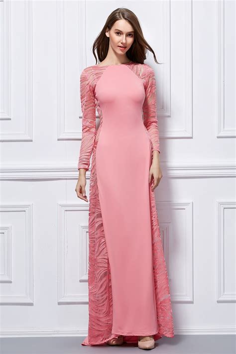Elegant A Line Cotton Evening Dress With Long Sleeves Ck427 1096